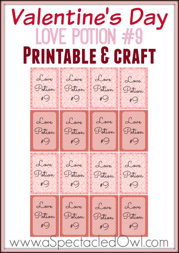 Love Potion #9 Valentine's Day Craft and Printable - A Spectacled Owl
