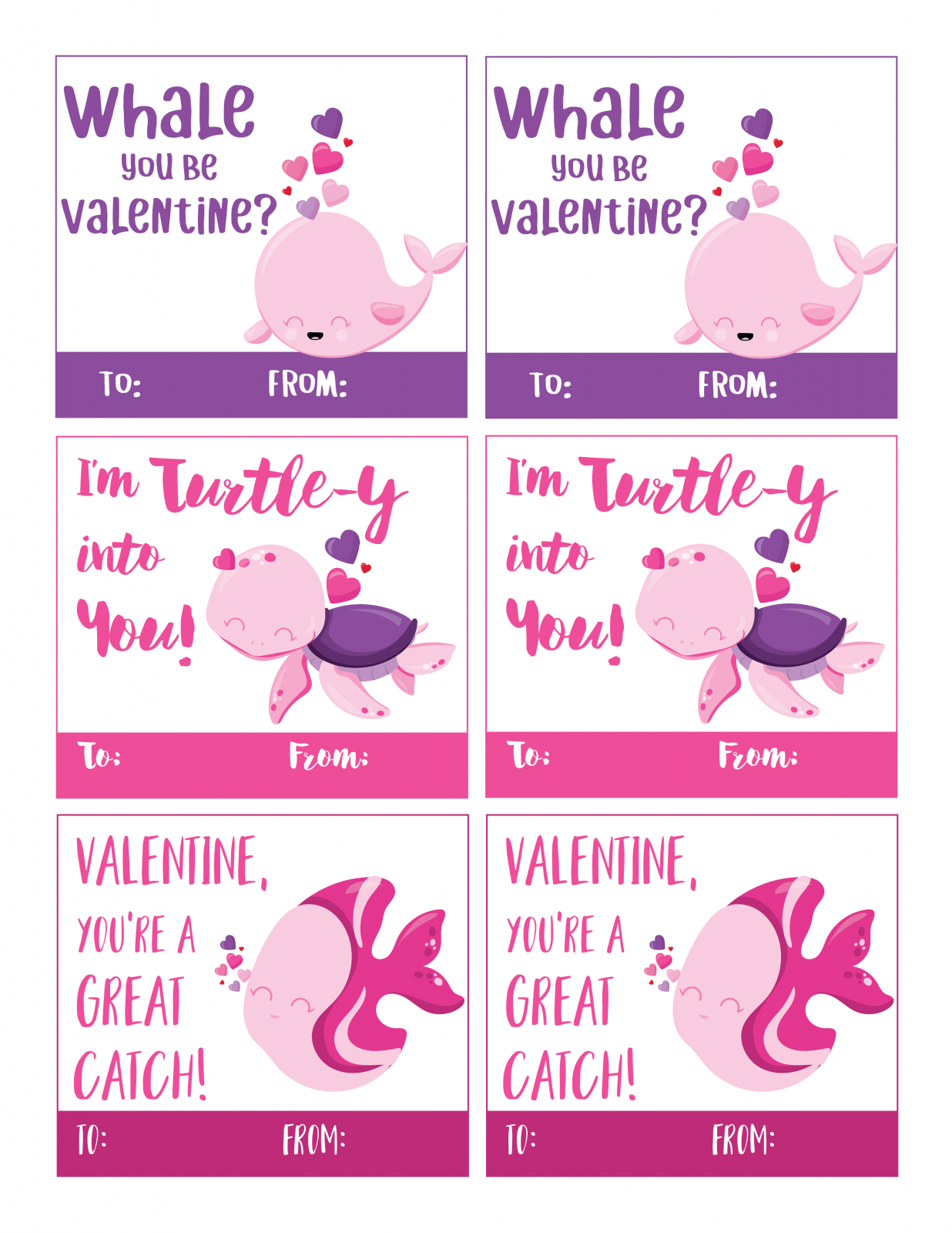 Under the Sea Printable Valentine's Day Cards - A Spectacled Owl